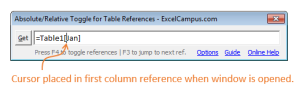 Absolute Reference Add-in F4 Key in Structured Table Formulas | Excel Campus