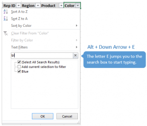 7 Keyboard Shortcuts for the Filter Drop Down Menus in Excel