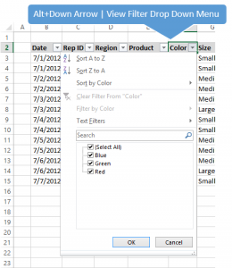 7 Keyboard Shortcuts for the Filter Drop Down Menus in Excel