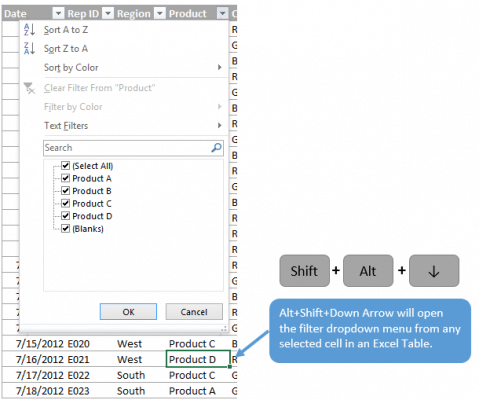 7 Keyboard Shortcuts for the Filter Drop Down Menus in Excel