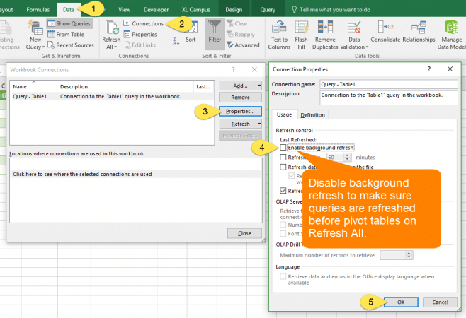 Disable Background Refresh on All Power Query Connections - VBA