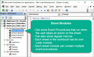 VBA Code Modules & Event Procedures for Sheet & ThisWorkbook