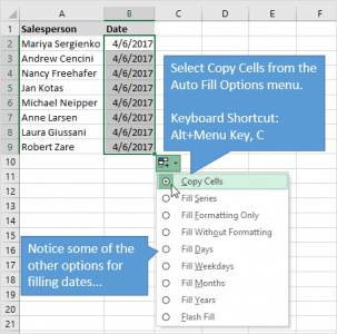 Copy Dates & Fill Series of Numbers with the Fill Handle in Excel ...