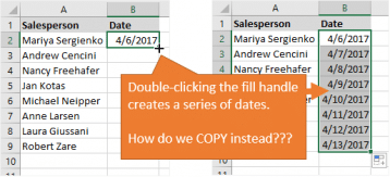 Copy Dates & Fill Series of Numbers with the Fill Handle in Excel ...