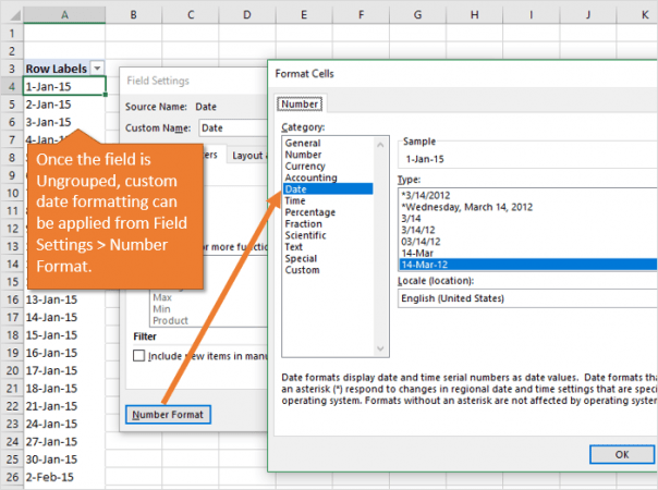 How to Change Date Formatting for Grouped Pivot Table Fields - Excel Campus