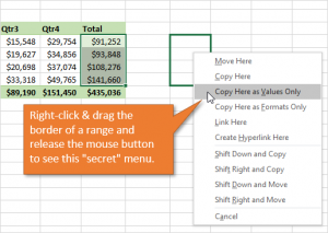 Paste Values with the Right-click & Drag Mouse Shortcut - Excel Campus
