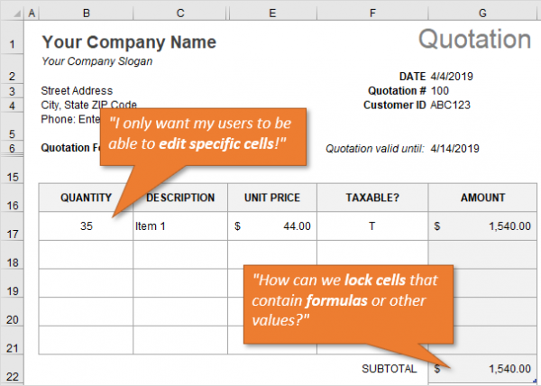 How To Lock Cells For Editing And Protect Formulas Excel Campus