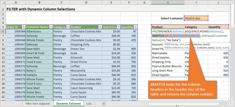 FILTER Formula to Return Non-Adjacent Columns in Any Order - Excel Campus
