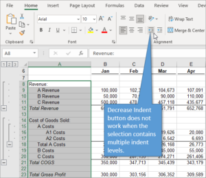 Remove Indentation on Multiple Cells at Different Levels - Excel Campus