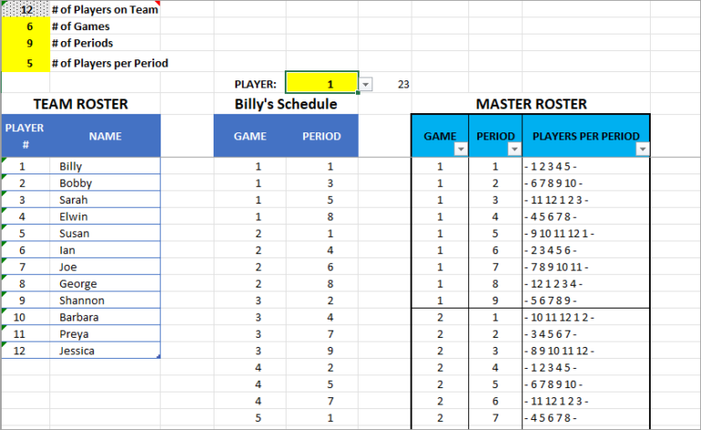 Excel Challenge: Equal Playing Time - Excel Campus