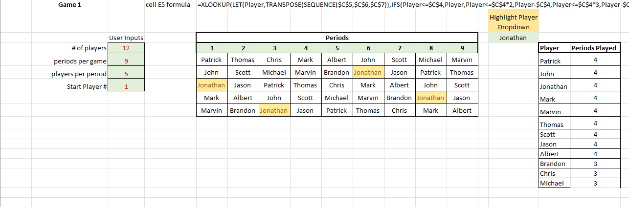 Excel Challenge: Equal Playing Time - Excel Campus