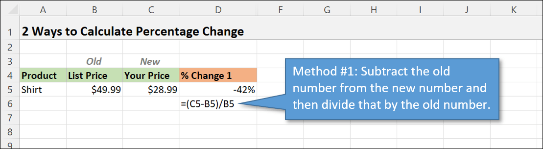 2 Ways to Calculate Percentage Change in Excel - Excel Campus