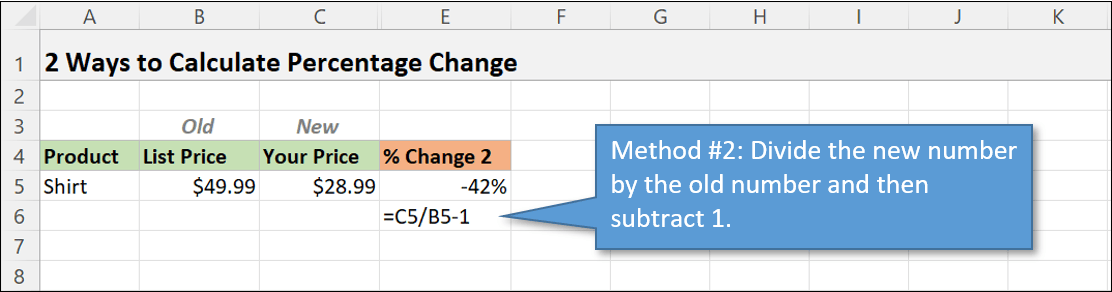 2 Ways to Calculate Percentage Change in Excel - Excel Campus