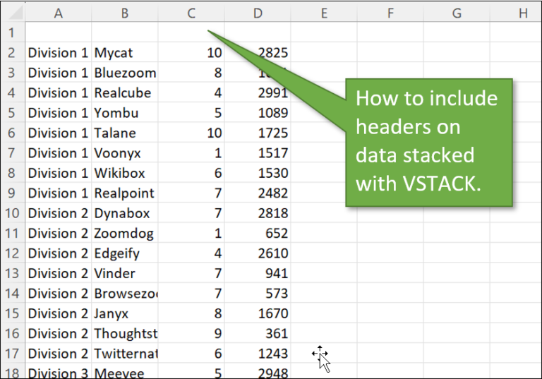Including Headers in VSTACK Data - Excel Campus
